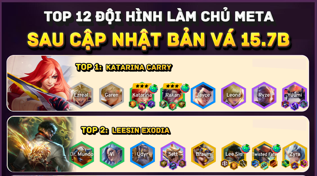 Bản vá 15.7B: Xếp hạng 12 đội hình mạnh nhất Meta TFT Mùa 15